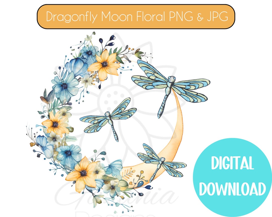 Dragonfly PNG JPG Dragonfly Moon Download Dragonfly Clipart Floral ...