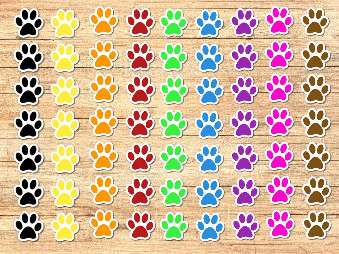 Set 63 Rainbow Dog Paw Sticker Set Vinyl Sticker Laptop Decal Planner ...
