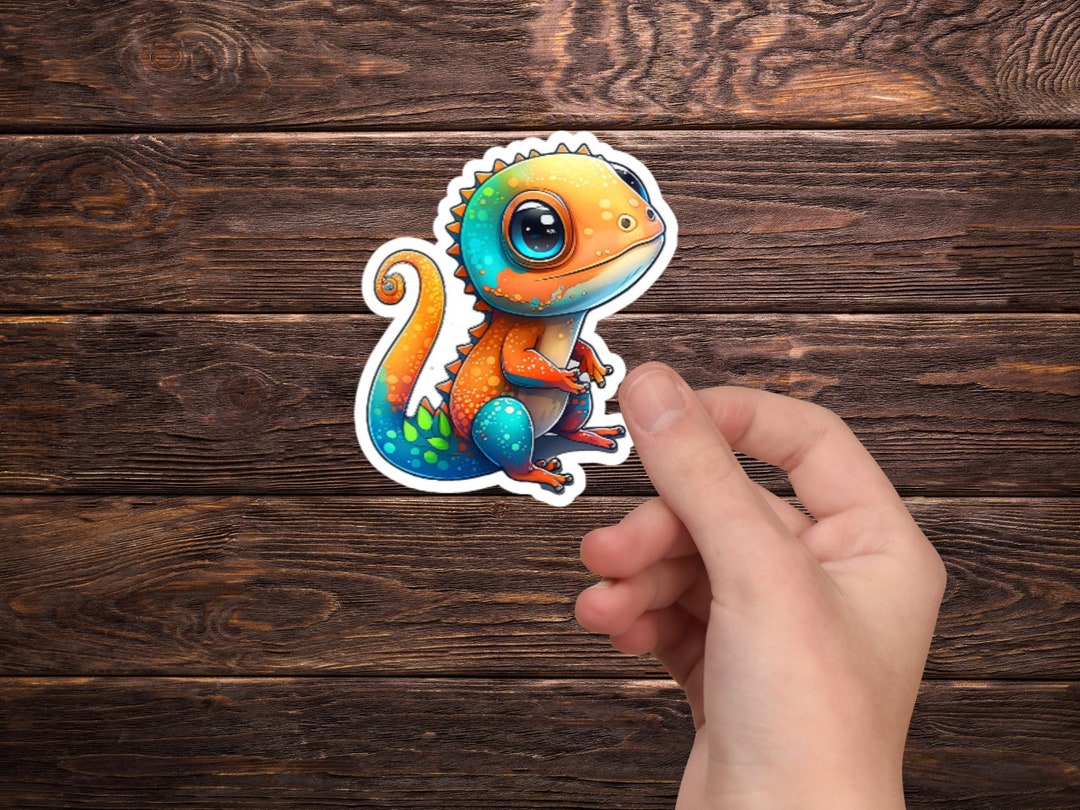 Kawaii Rainbow Gecko Sticker Die Cut Sticker Laptop Decal Planner ...