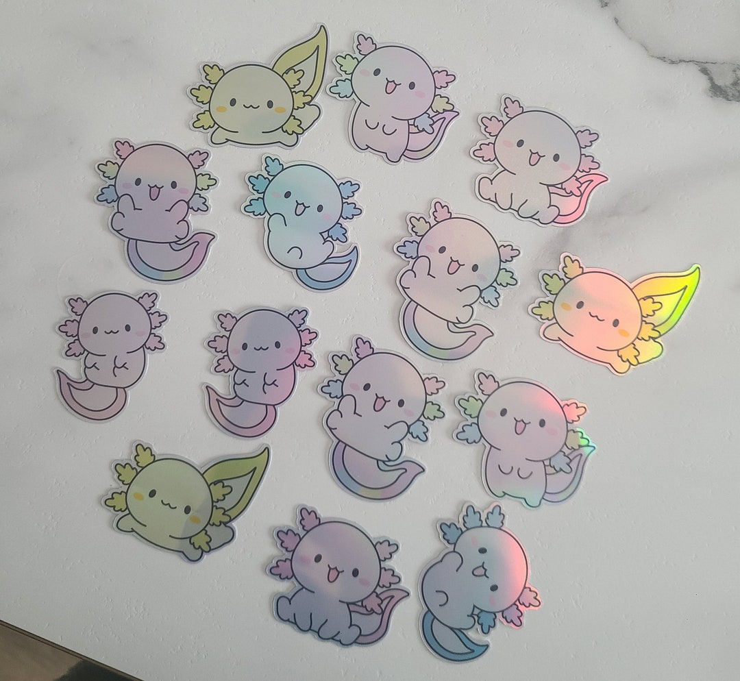 15 Cute Holographic Kawaii Axolotl Sticker Planner Sticker Axolotl ...