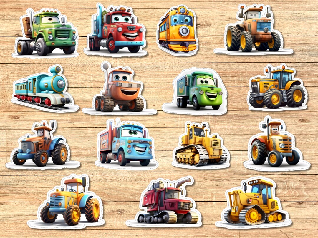 Set 15 Cute Work Vehicle Sticker Tractor Sticker Pack Decal Laptop ...
