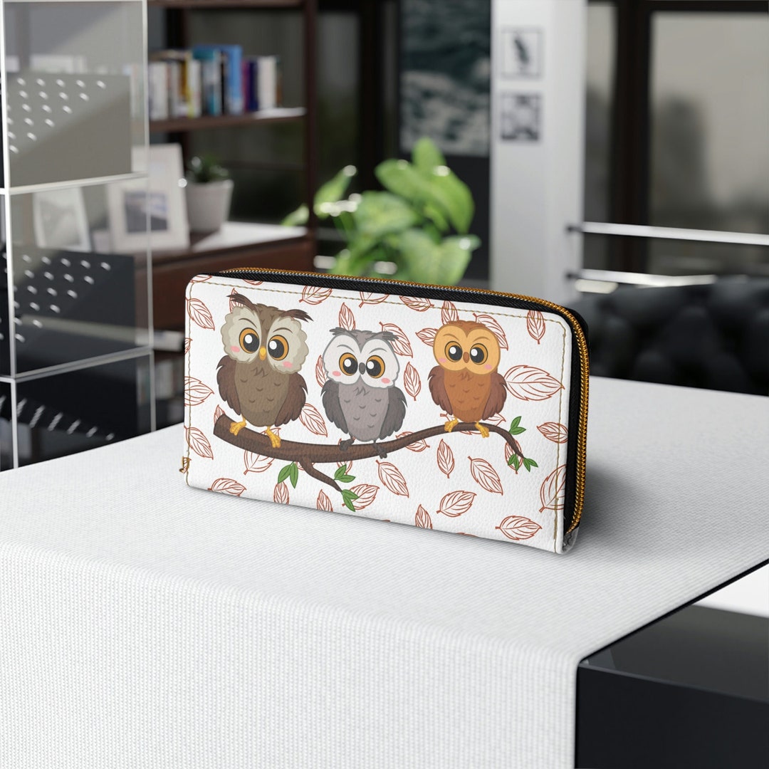 Ladies Cute Owl Wallet Womens Zipper Coin Purse Owl Print Bird Gift ...