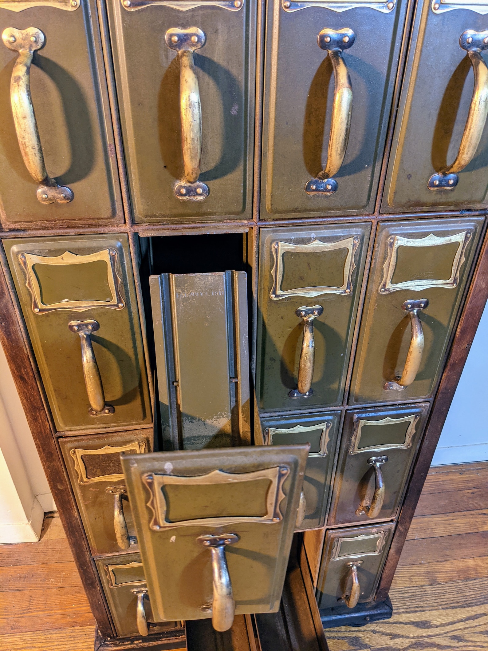 Antique File Cabinet Copper Flash Handles Ledger Holder - Etsy