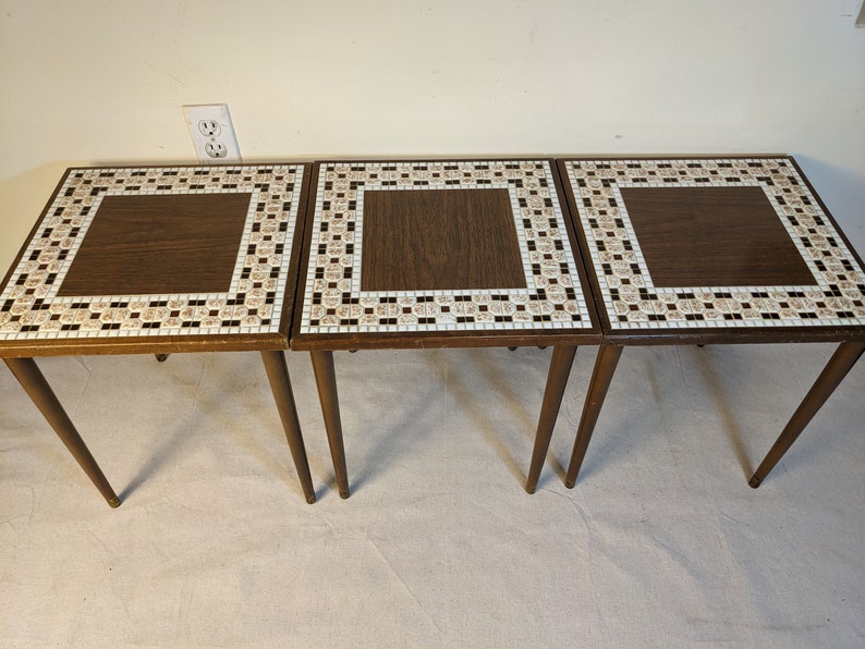 MCM SET 3 Mosaic Side Tables - Etsy