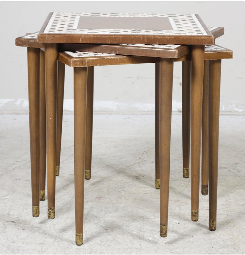 MCM SET 3 Mosaic Side Tables - Etsy
