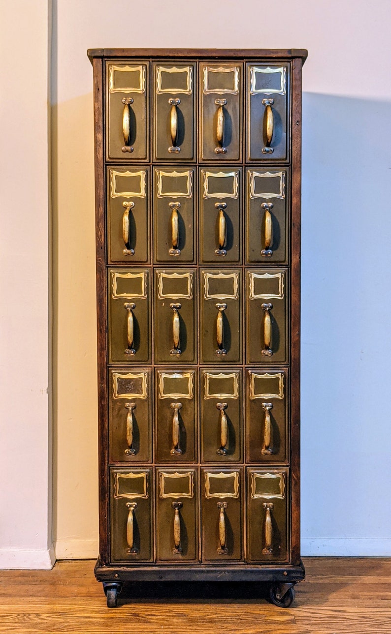 Antique File Cabinet Copper Flash Handles Ledger Holder - Etsy