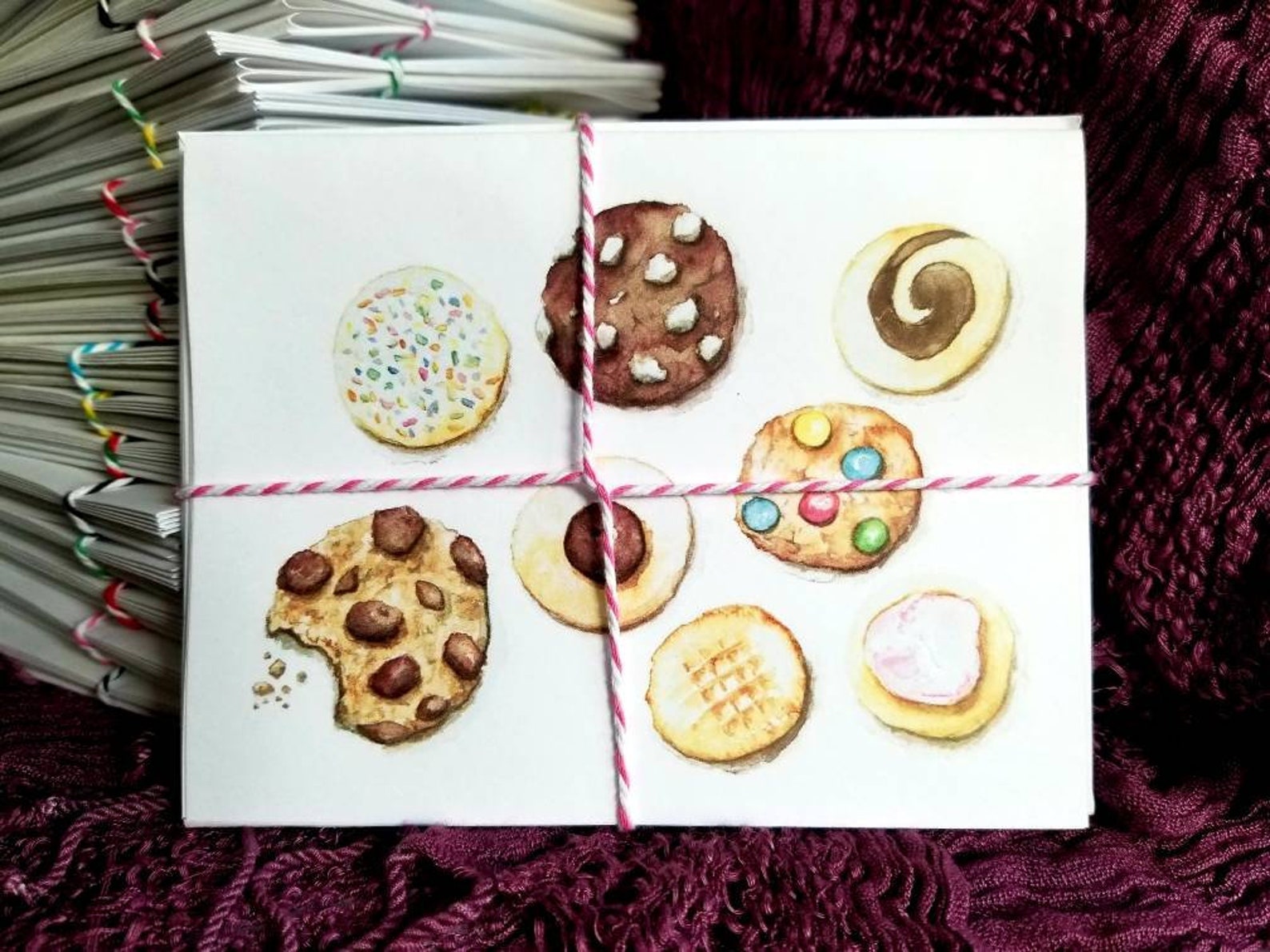 Bakers Dozen Watercolor Handmade Note Card Set of 4 With | Etsy