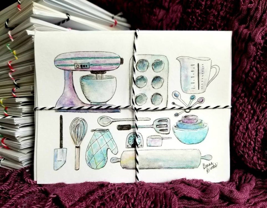 Bakers Dozen Watercolor Handmade Note Card Set of 4 With Envelopes - Etsy