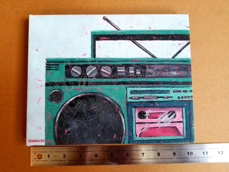 Vintage Boombox 8x10" Oil Painting on Canvas Panel - Etsy UK