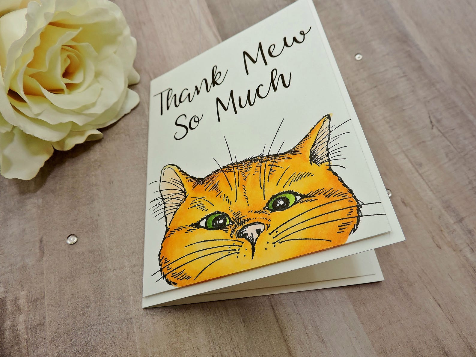Thank Mew Card Thank You Card Cat Card Thanks Cat Lover - Etsy