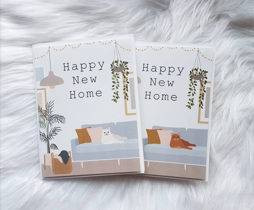 Happy New Home Card - Home Sweet Home Card - Housewarming Gift - Cat ...