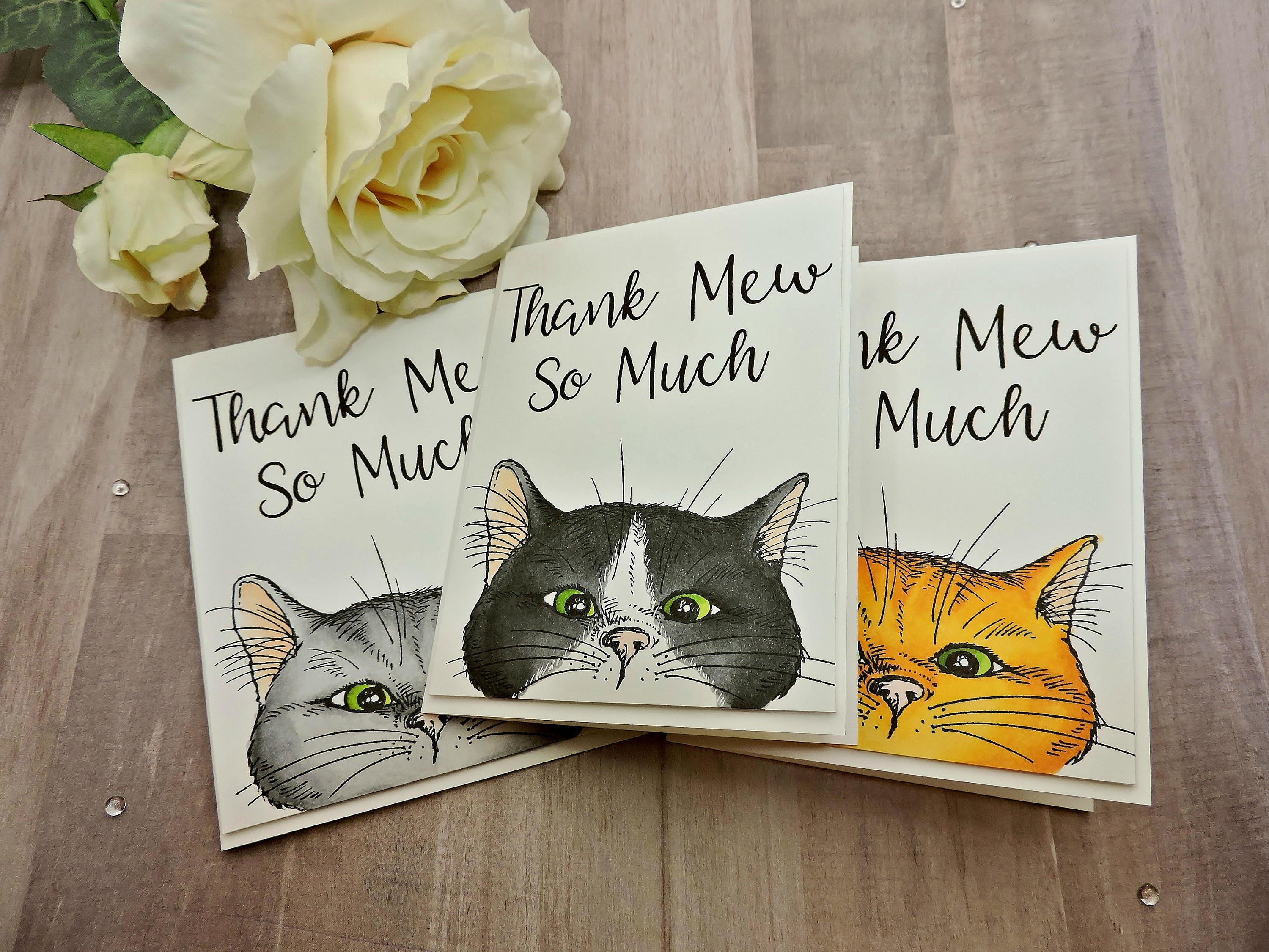 Thank Mew Card Thank You Card Cat Card Thanks Cat Lover | Etsy