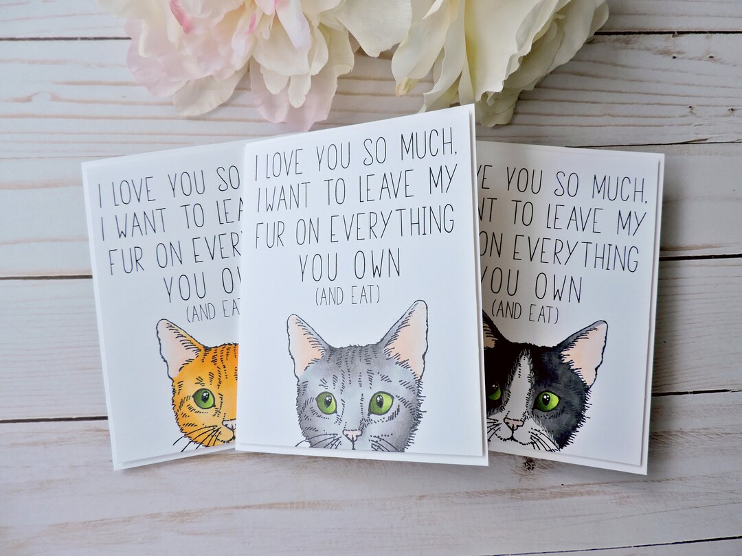 I Love You Cat Card - Cat Dad - Cat Mom - Mother's Day Cat Card ...