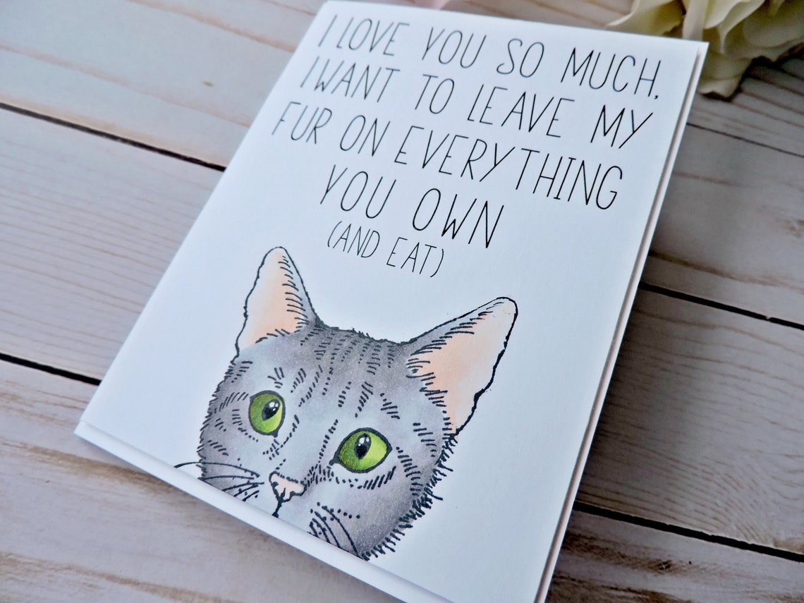 I Love You Cat Card Cat Dad Cat Mom Mother's Day Cat - Etsy