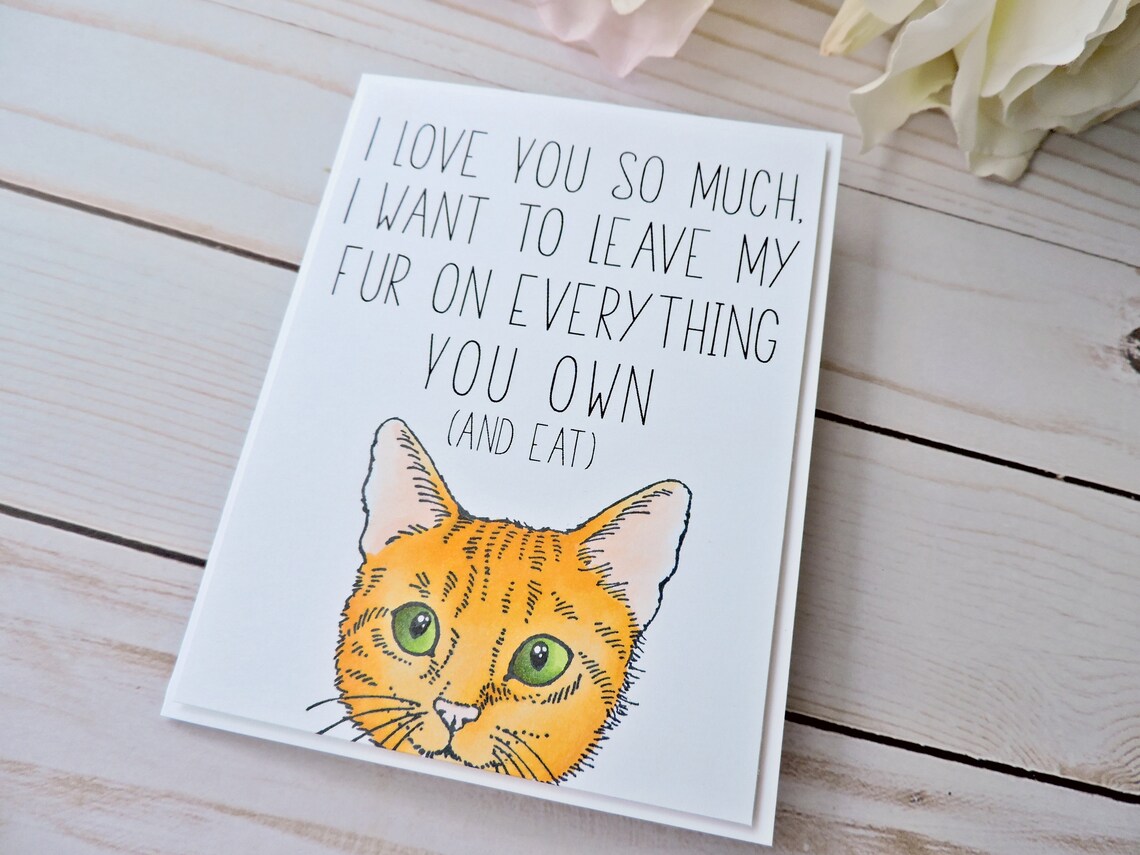 I Love You Cat Card Cat Dad Cat Mom Mother's Day Cat - Etsy
