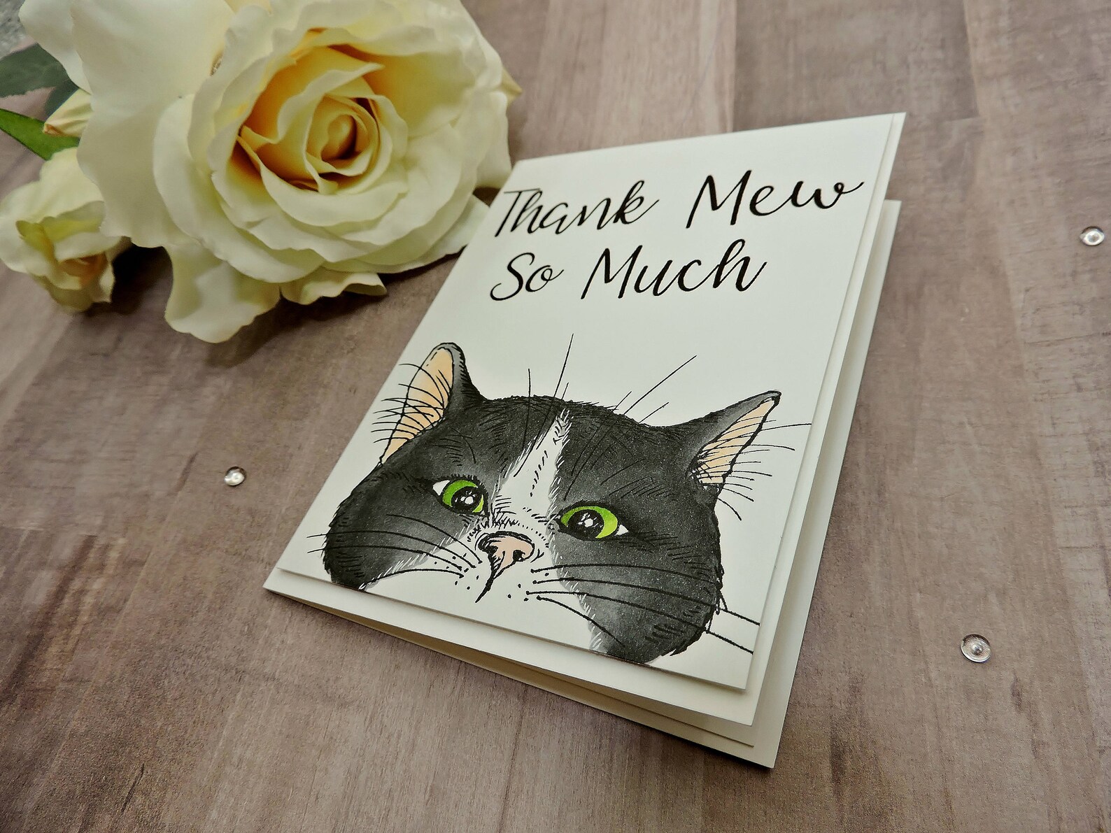 Thank Mew Card Thank You Card Cat Card Thanks Cat Lover | Etsy