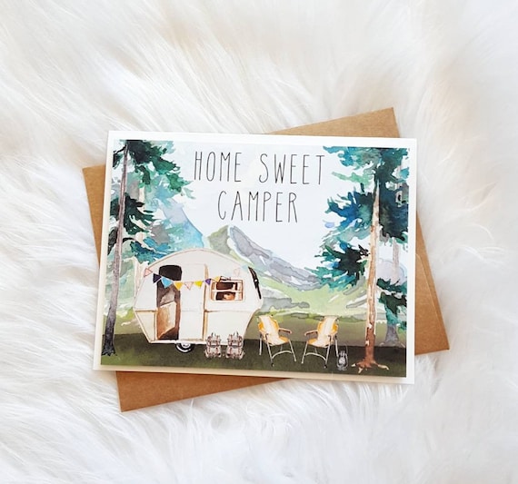 Camper Card Happy Camper Camping Gift Travel Card | Etsy