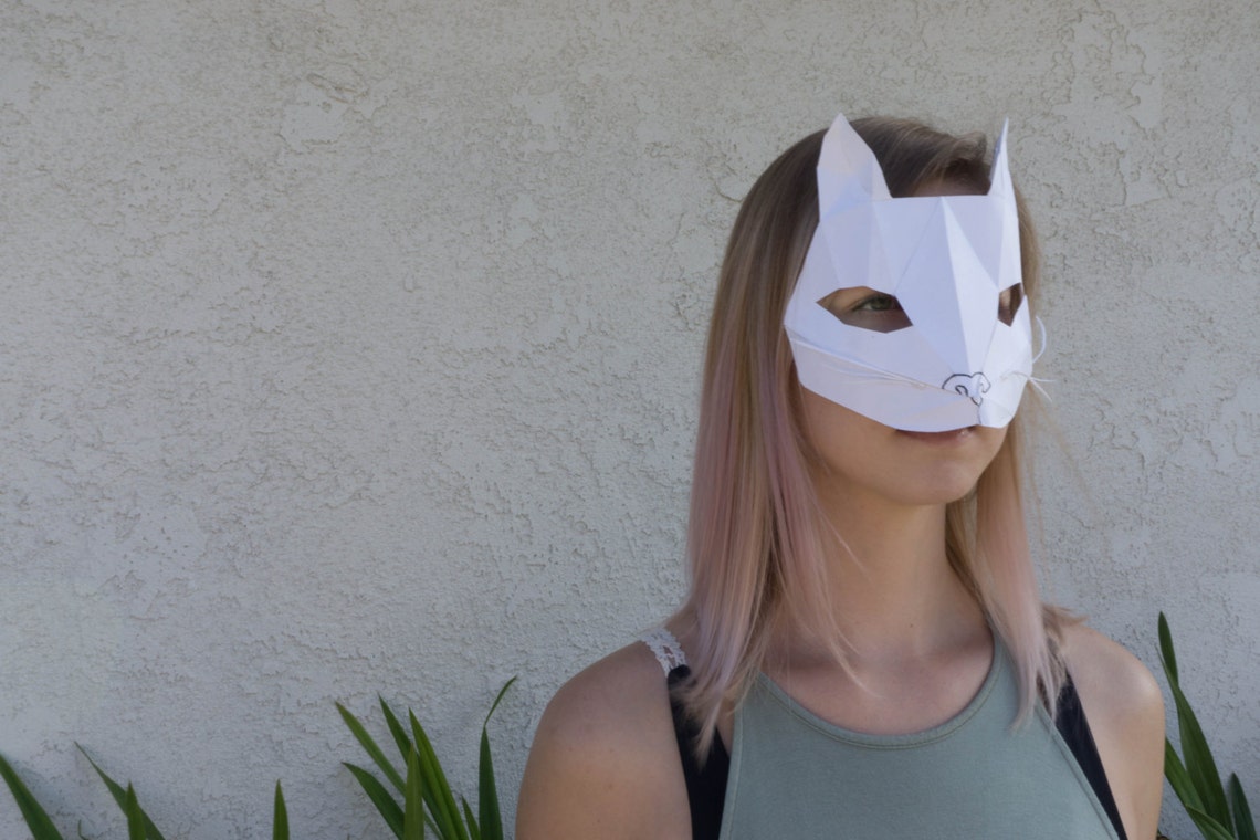 Cat Kitty Mask Make Your Own With a PDF Download Halloween - Etsy