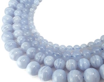 Dark Blue Chalcedony Beads Blue Stone Beads Round Dark Blue | Etsy