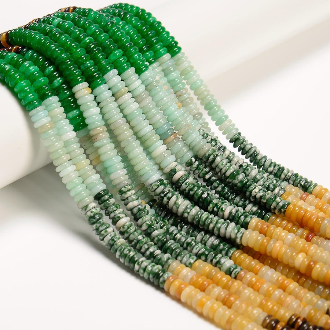 06-multi-color Gemstone Smooth Rondelle Beads Size 2x6mm 15.5'' Strand ...