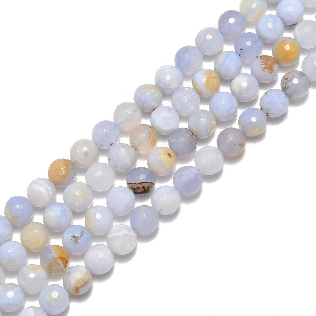 Blue Lace Agate Faceted Round Beads 6mm 8mm 10mm 15.5