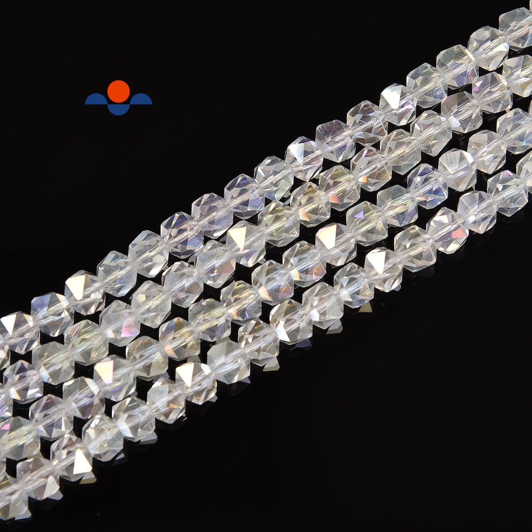 Clear AB Crystal Glass Faceted Star Cut Round Beads Size 6mm 13 Strand ...