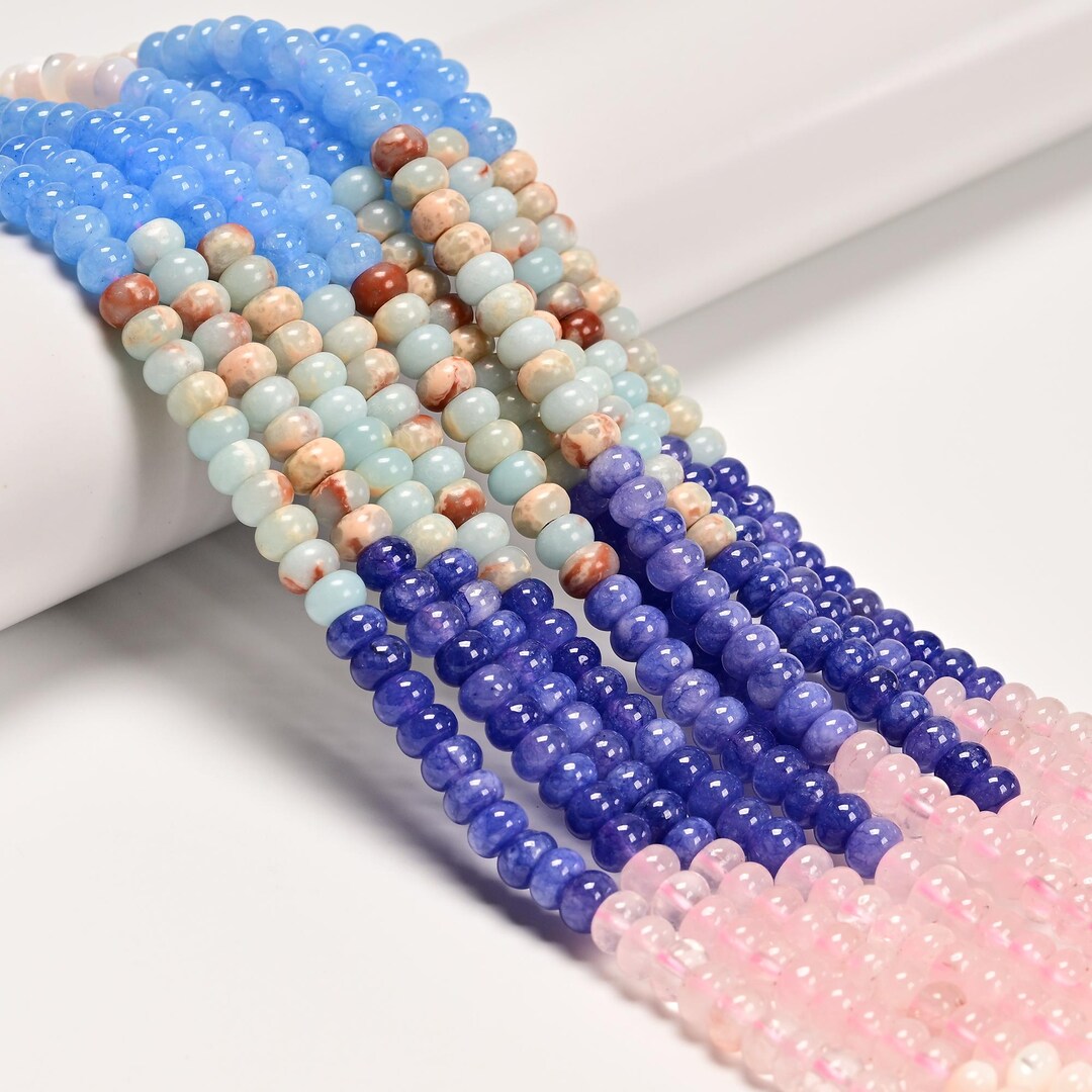 14 Gradient Multi-color Gemstone Smooth Rondelle Beads Size 4x6mm 15.5 ...
