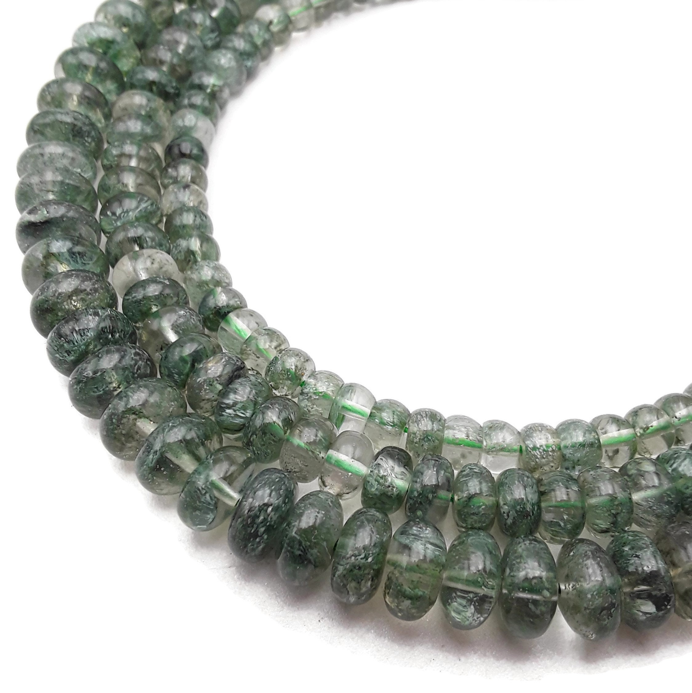 Green Rutilated Quartz Smooth Rondelle Beads 4x6mm 5x8mm | Etsy