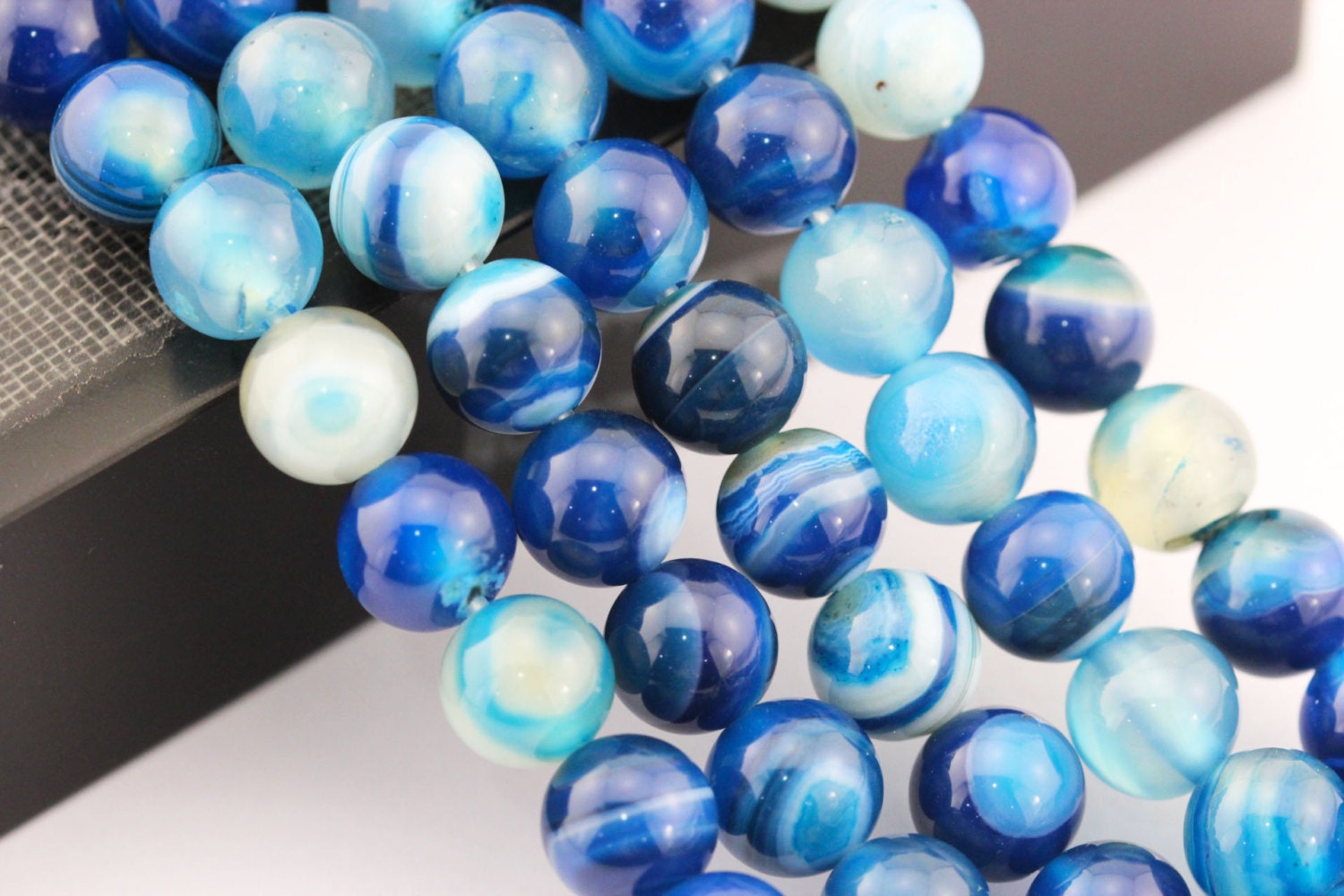 Blue Stripe Agate Smooth Round Beads 6mm 8mm 10mm 12mm | Etsy