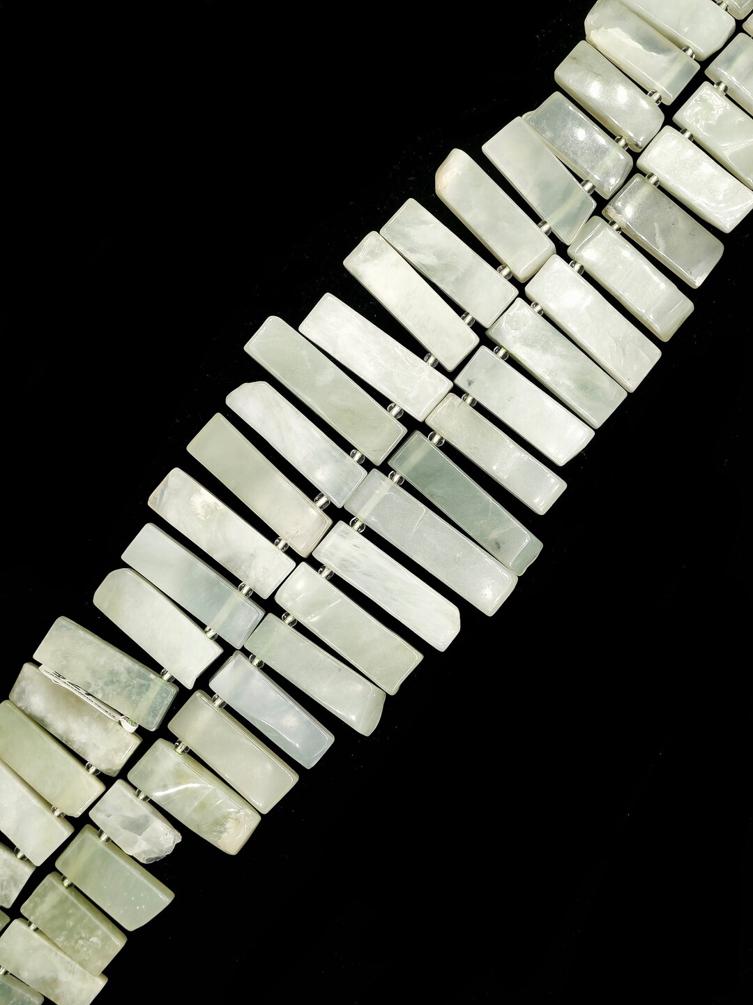 Green Jade Graduated Slab Stick Point Beads Size 12x20-50mm 15.5 ...