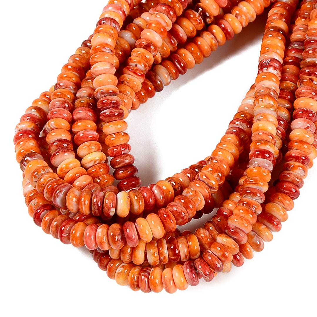 Natural Spiny Oyster Smooth Rondelle Beads Size 4x6mm 3-5x8mm 15.5 ...