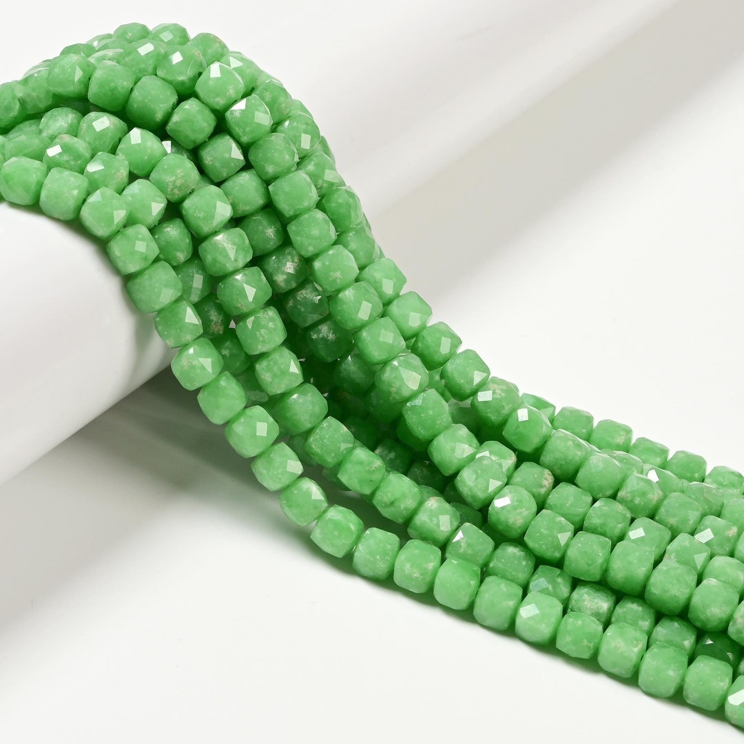 Natural Green Jadeite Jade Faceted Cube Beads Size 7mm 15.5'' Strand - Etsy