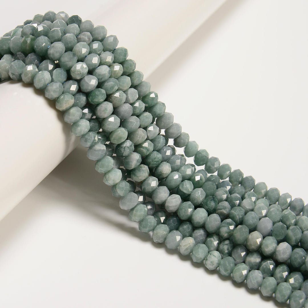 Natural Jadeite Jade Faceted Rondelle Beads Size 6x8mm 15.5" Strand - Etsy