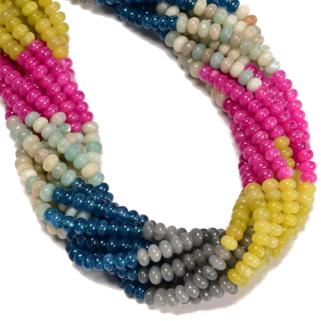 10 Gradient Multi-color Gemstone Smooth Rondelle Beads Size 4x6mm 15.5 ...