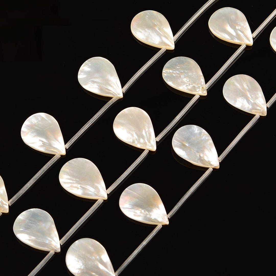 White MOP Shell Smooth Flat Teardrop Beads 18x25mm 20x30mm 25x35mm 15.5 ...