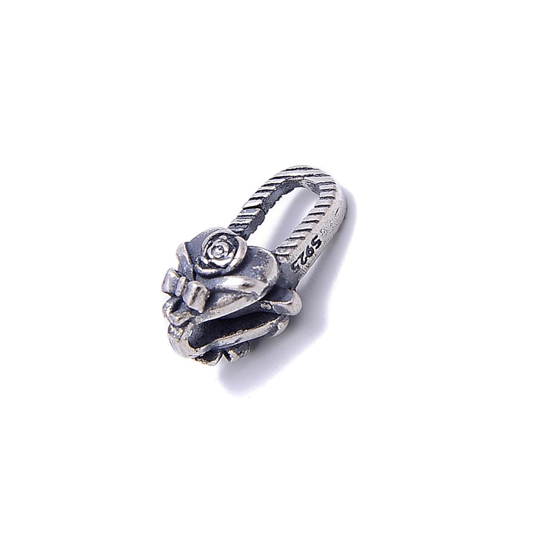 925 Sterling Silver Anti-silver Color Rose Clasp Size 8x15mm 2 Pcs per ...