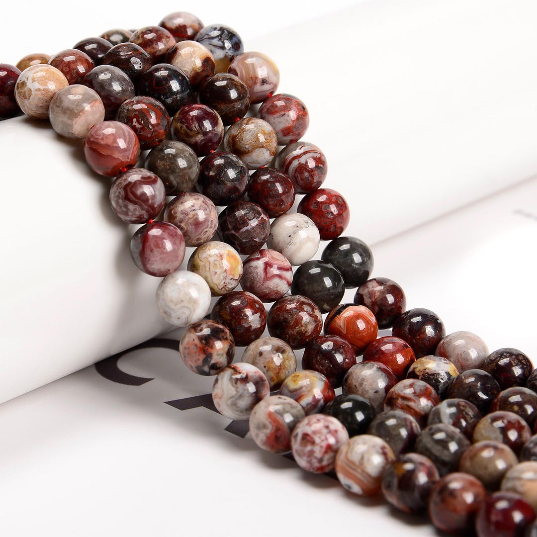 Natural Mexican Crazy Lace Agate Smooth Round Beads 6mm 8mm 10mm 15.5 ...