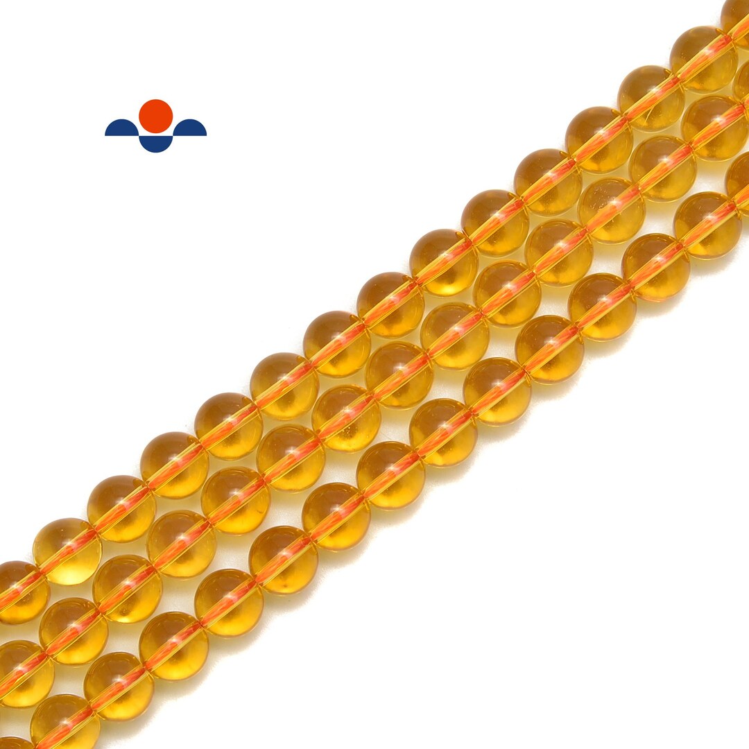 Natural Grade AAA Citrine Smooth Round Beads Size 6mm 8mm 10mm 15.5 ...