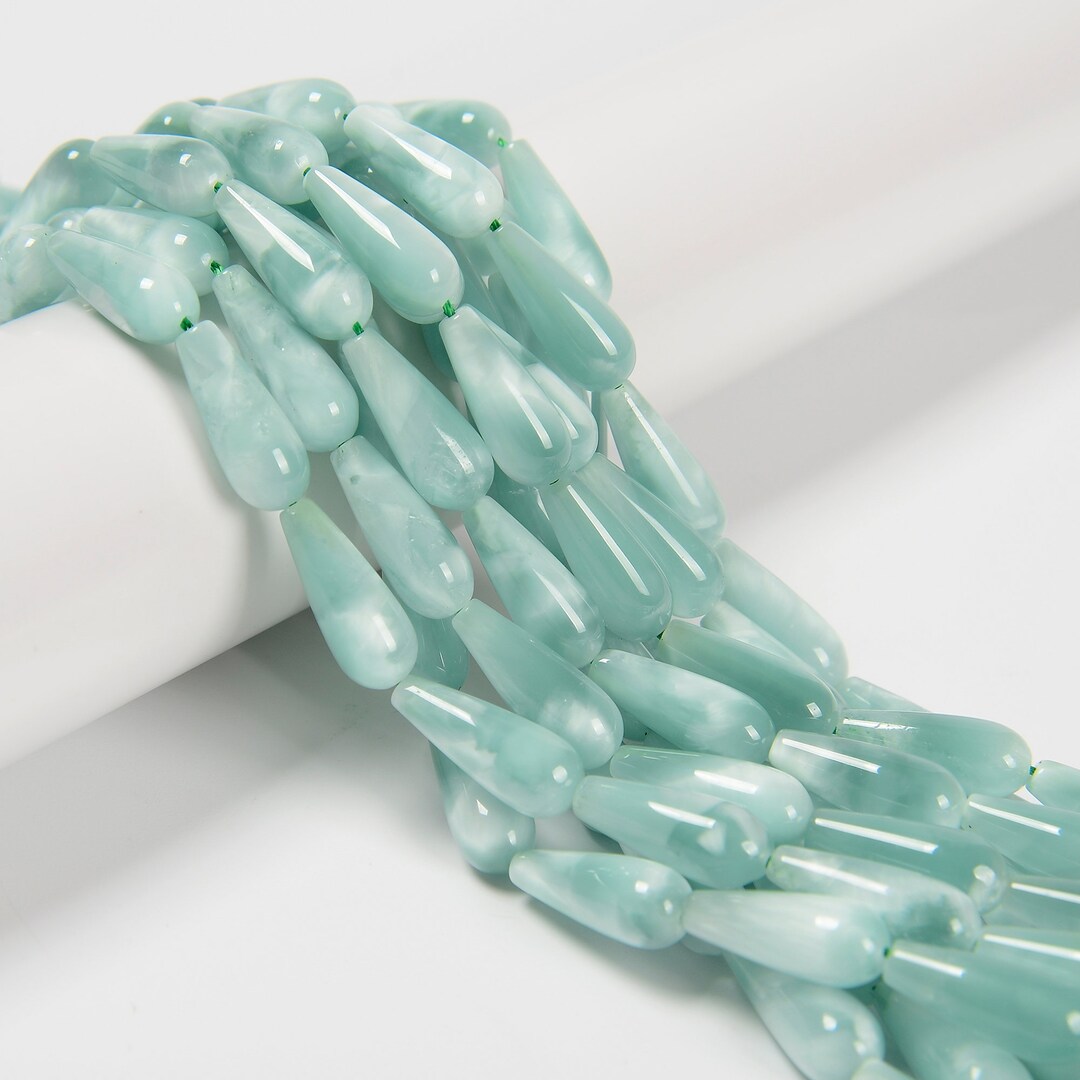 Iridescent Dark Green Moonstone Full Teardrop Beads 6x16mm 8x20mm 15.5 ...