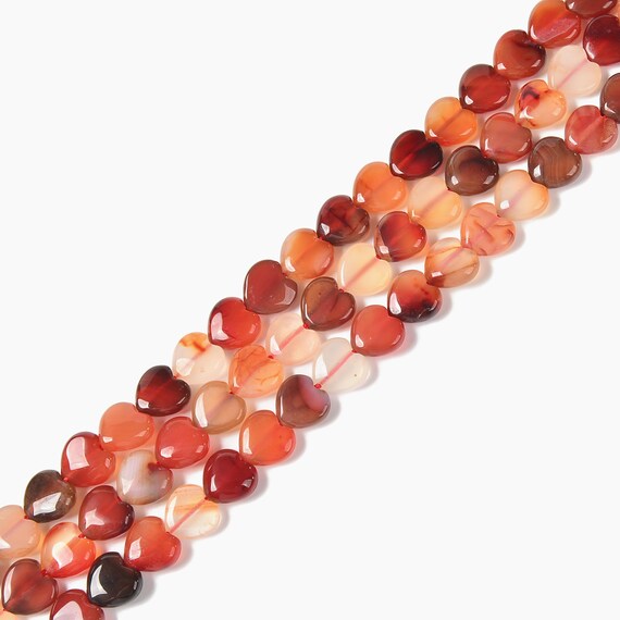 Natural Carnelian Smooth Heart Shape Beads Size 10mm 12mm - Etsy