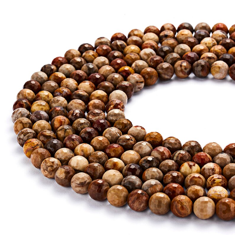 Natural Petrified Wood Faceted Round Beads 6mm 8mm 10mm - Etsy