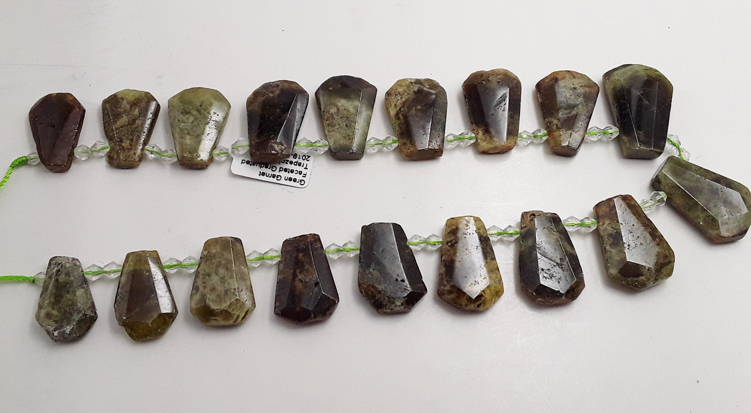 Green Garnet Graduated Faceted Trapezoid Shape Beads | Etsy