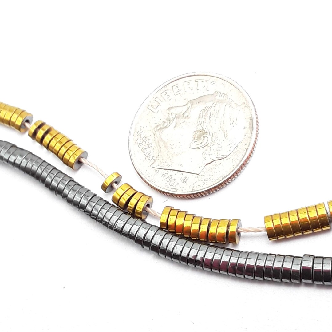 Gold / Gray Hematite Smooth Oval Shape Beads Size 1x3mm 15.5" Strand - Etsy
