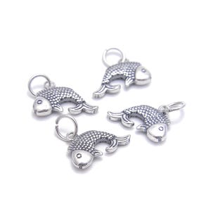 925 Sterling Silver Anti-silver Carp Fish Shape Pendant Charm 9x14mm 4 ...