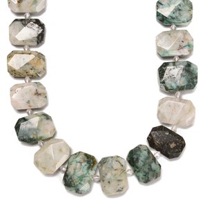 Sky Mountain Jade Rectangle Slice Faceted Octagon Beads Size 15x20mm 15 ...