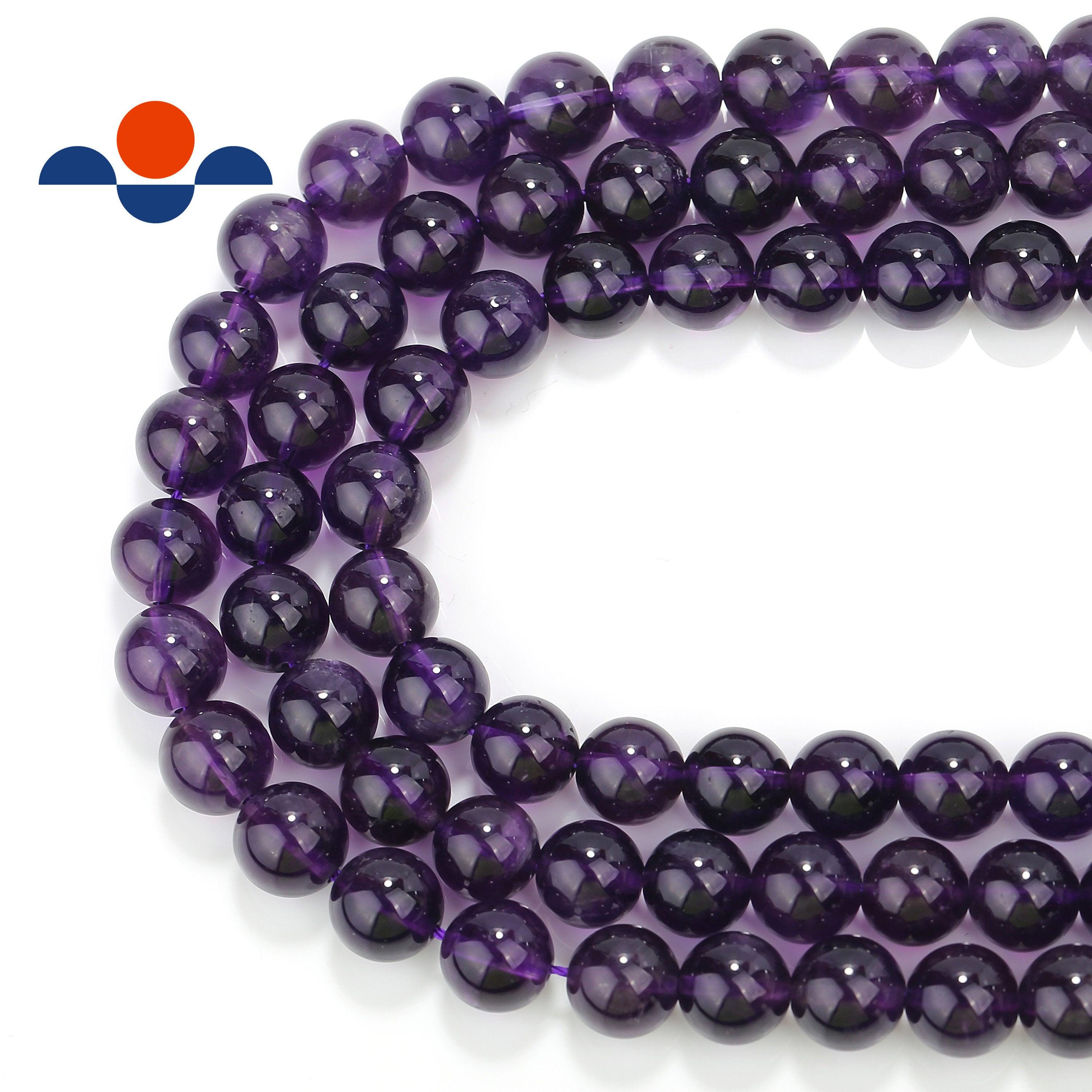Natural Grade AAA Amethyst Smooth Round Beads 6mm 8mm 10mm 12mm 15.5 ...