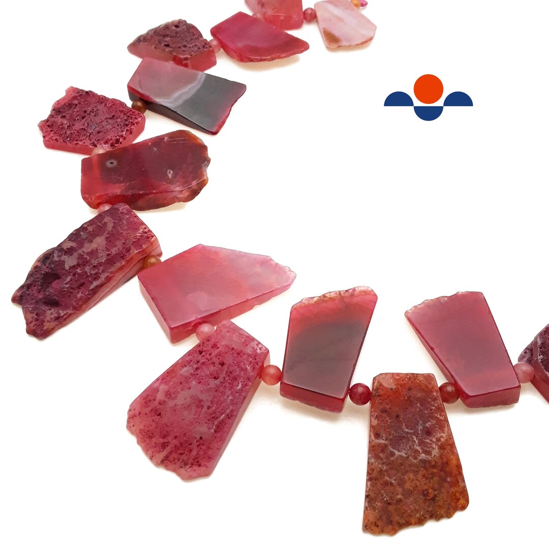 Red Agate Slice Irregular Trapezoid Slab Beads Approx 30x45mm 15.5 ...
