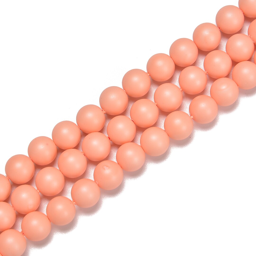 Coral Pink Color Shell Pearl Matte Round Beads Size 6mm 8mm 10mm 15.5 ...
