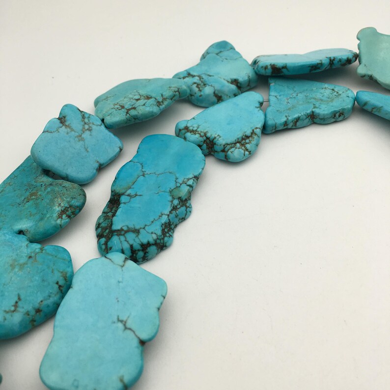 Blue Magnesite Turquoise Freeform Slab Slice Beads 30x35mm | Etsy