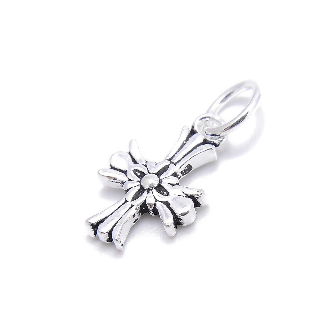 925 Sterling Silver Anti-silver Color Cross Pendant Charm Size 8x13mm 5 ...